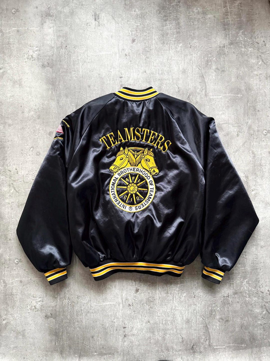 Vintage 1980’s Teamsters Union USA Chainstitch Style Satin Varsity ...