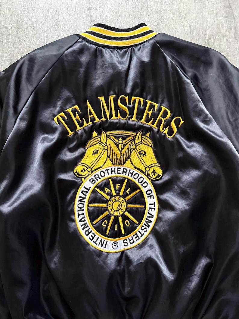 Vintage 1980’s Teamsters Union USA Chainstitch Style Satin Varsity ...