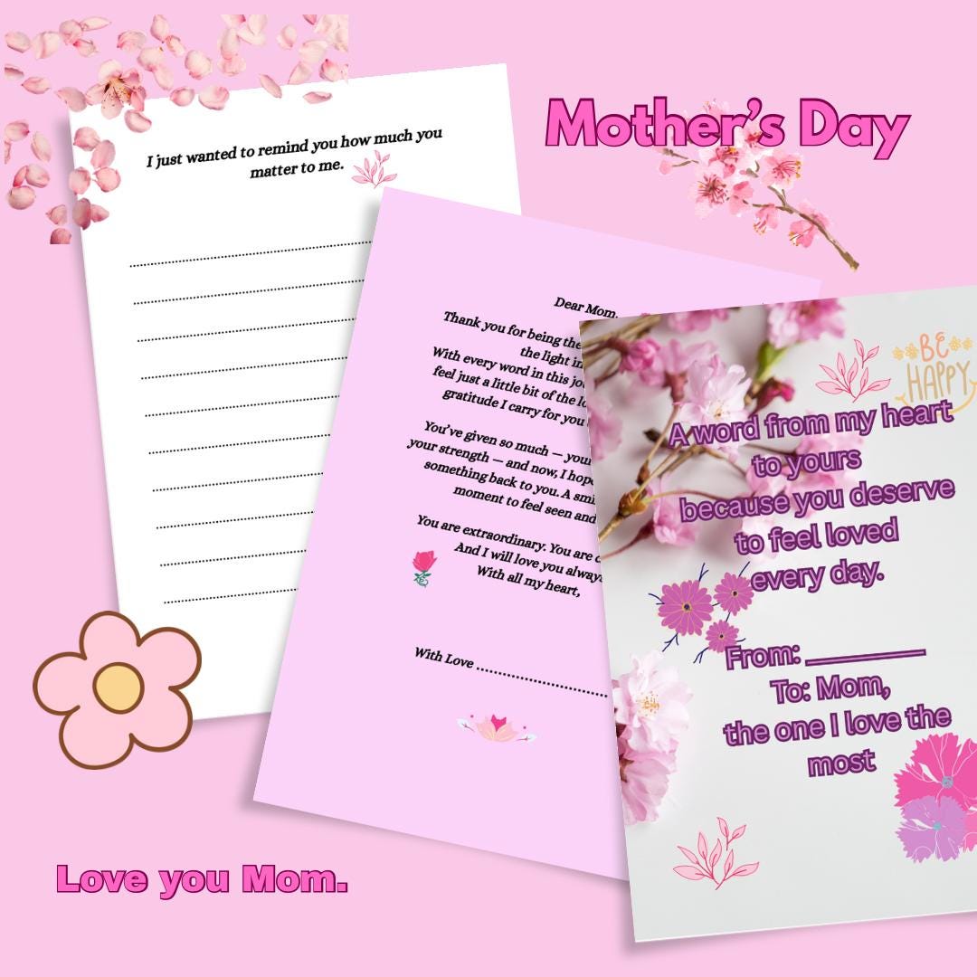 Letters to Mom Printable Journal – 30 Days of Love Notes for Mother’s ...
