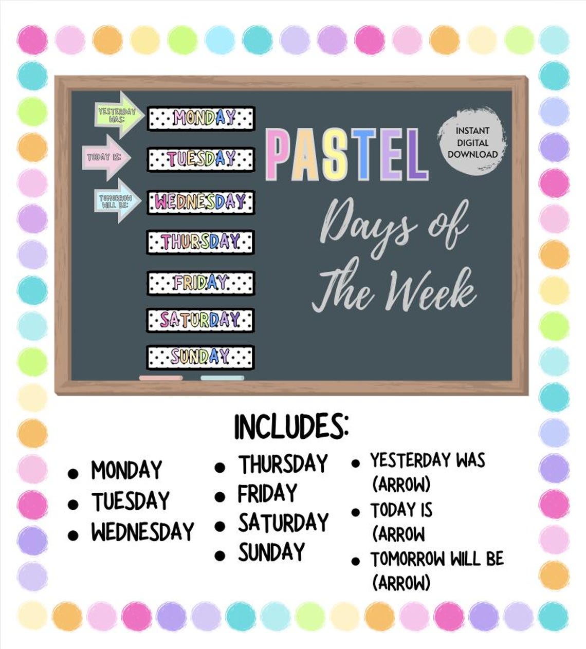 Pastel Days of the Week - Etsy