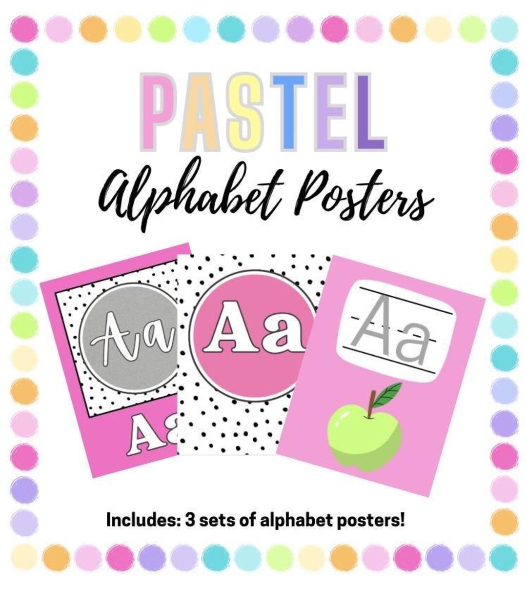 Pastel Alphabet Posters (with Cursive) - Etsy