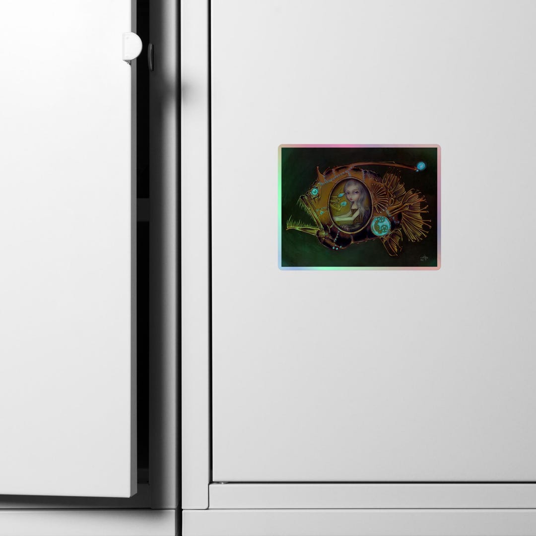 Holographic Anglerfish Submarine Seafarer Sticker Featuring Art by ...