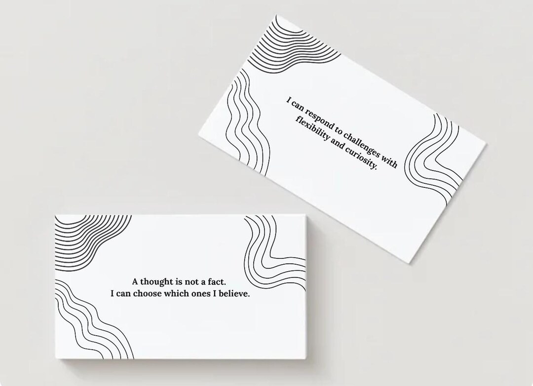 Printable CBT Affirmation Cards for Therapists | 10 Minimalist Thought ...