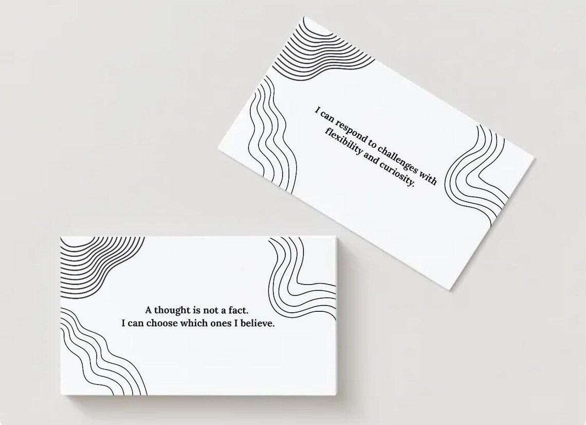 Printable CBT Affirmation Cards for Therapists | 10 Minimalist Thought ...