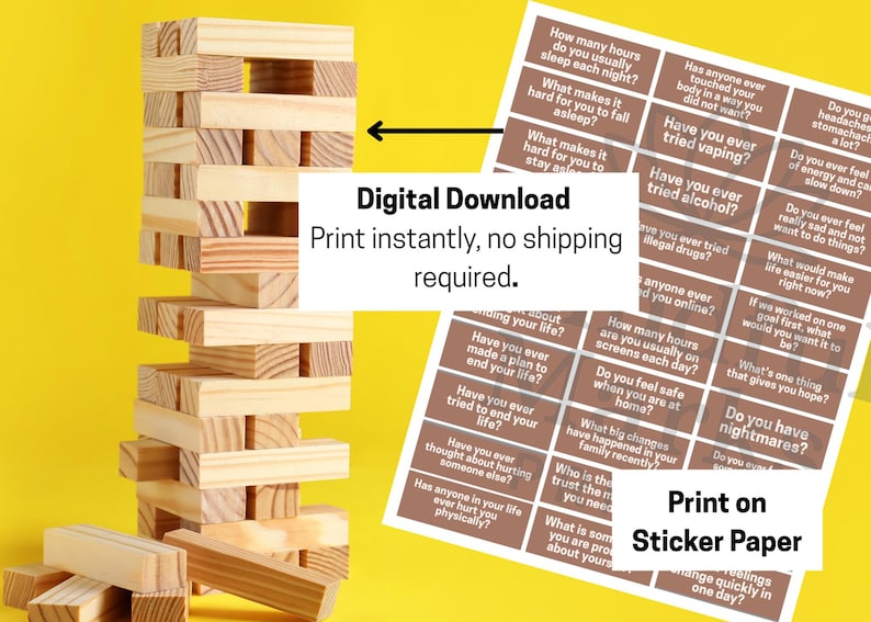 Therapy Intake Jenga Stickers & Printable Intake Sheet | Teen ...