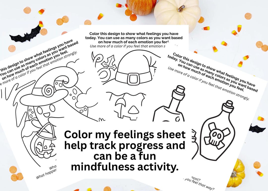 Halloween Color My Feelings™ Worksheets | 10 Emotional Coloring Pages ...