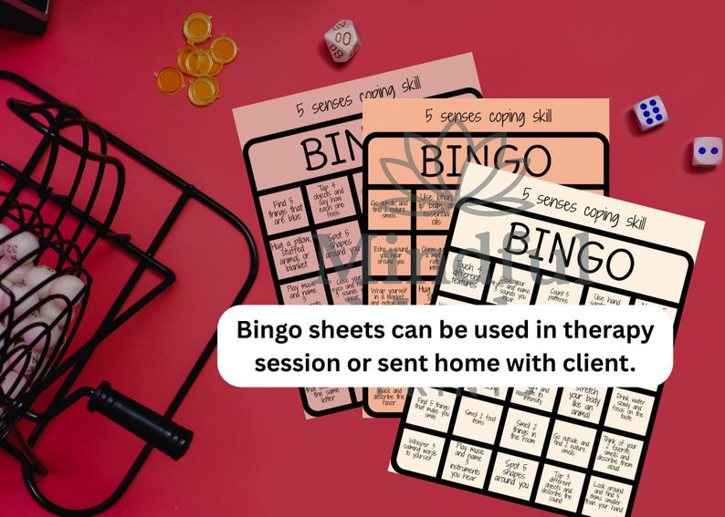 5 Senses Coping Skills Bingo Game for Kids | Grounding Technique for ...