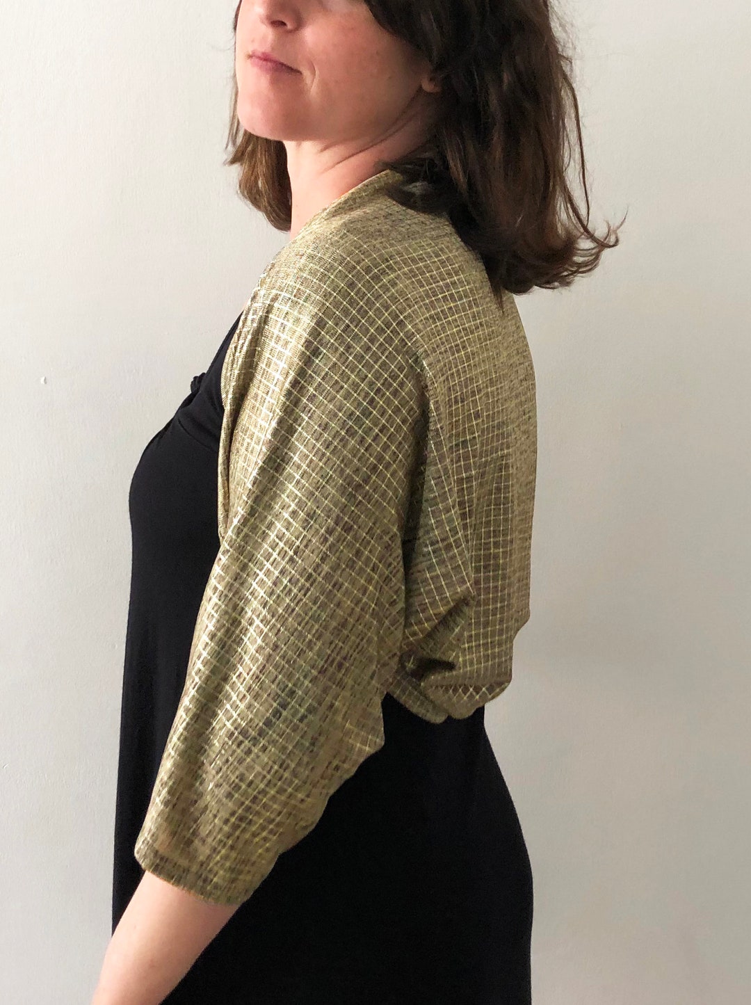 Gold Shiny Bolero, Shiny Evening Shrug, Oversized Batwing Sleeve Jacket ...