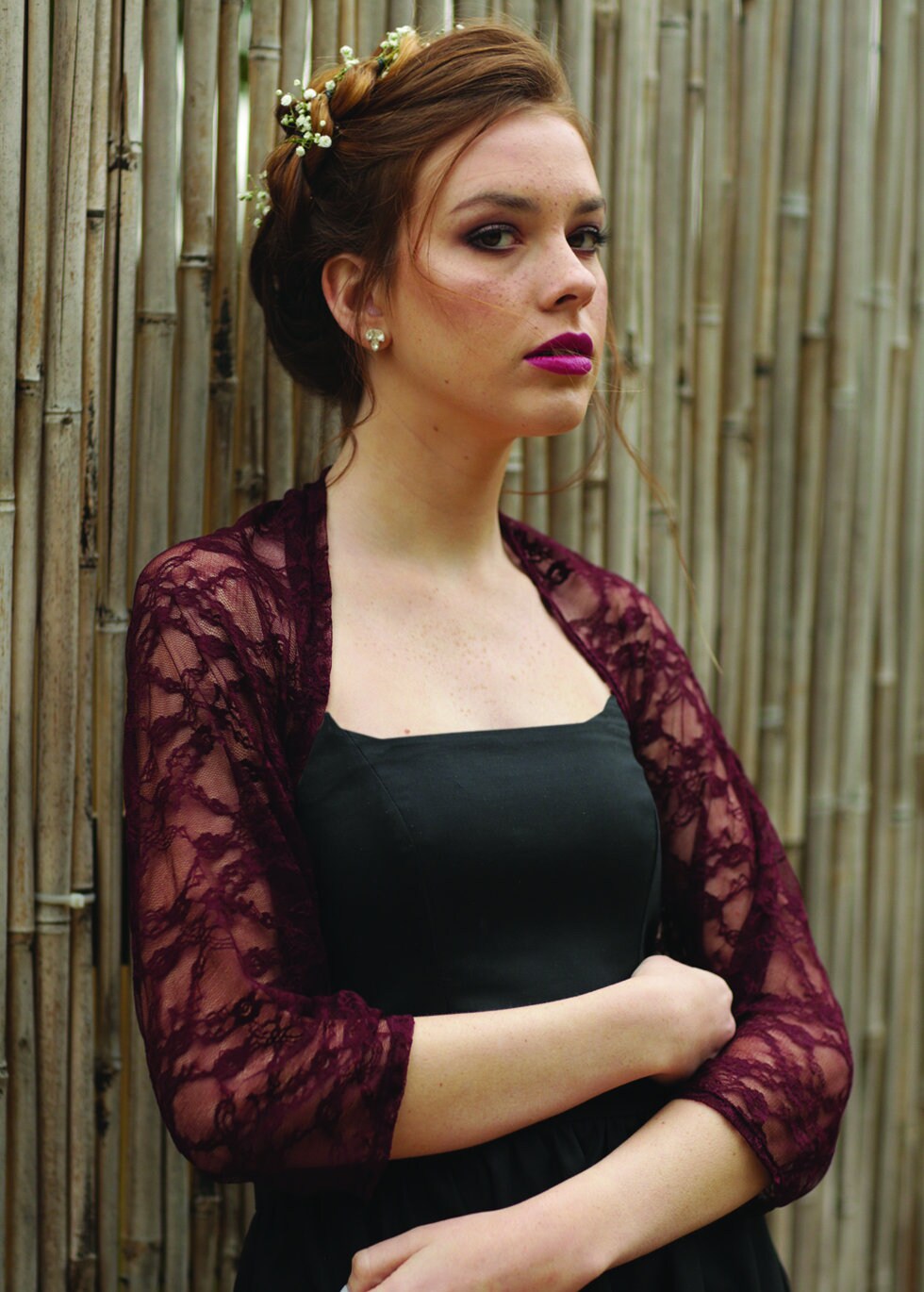 Purple Lace Bolero, Floral Lace Shrug, Purple Batwing Shawl, Bridesmaid ...