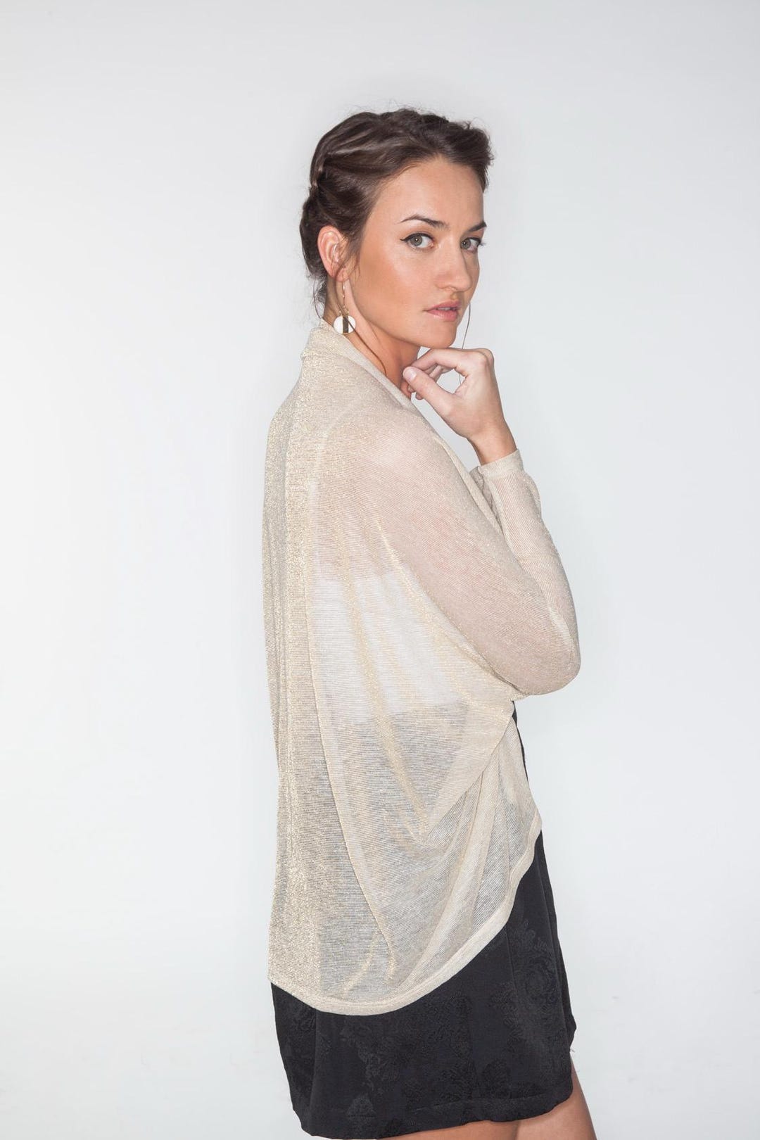 Sheer Gold Wedding Shrug – Lightweight Bridal Bolero Jacket With ...