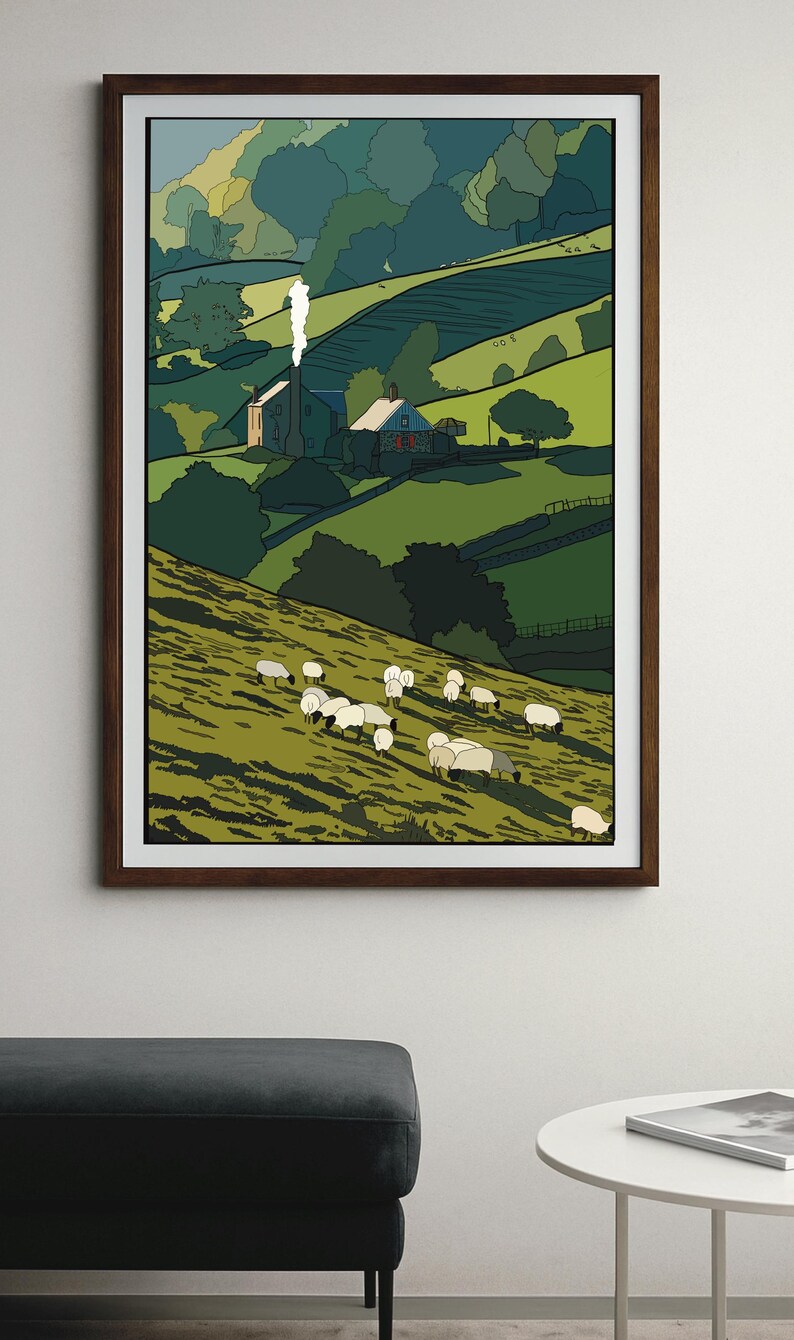 Illustrated Countryside Digital Print - Etsy