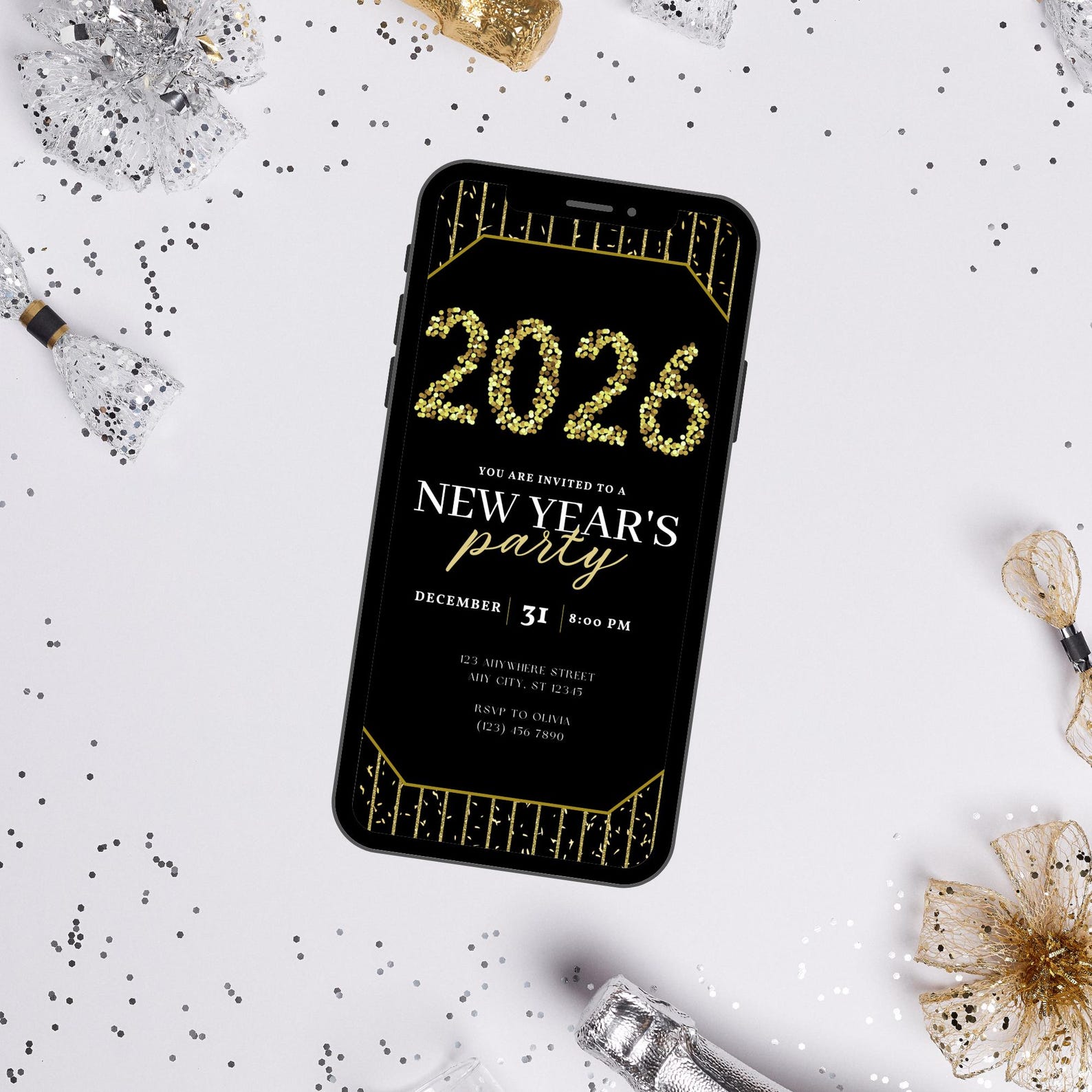 New Year's Eve Invitation Template | New Year's Party Invite | Digital ...