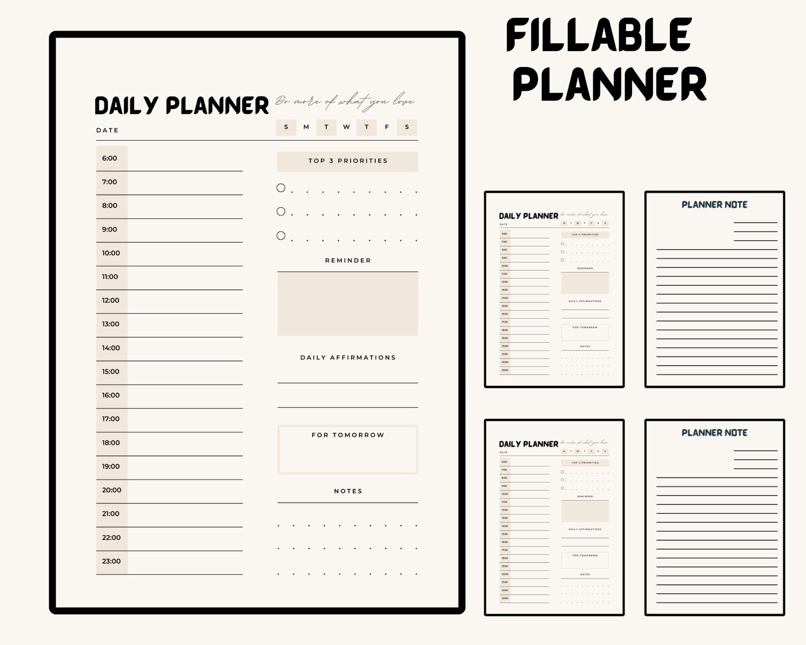 Fillable Daily Planner – Printable & Editable PDF - Etsy