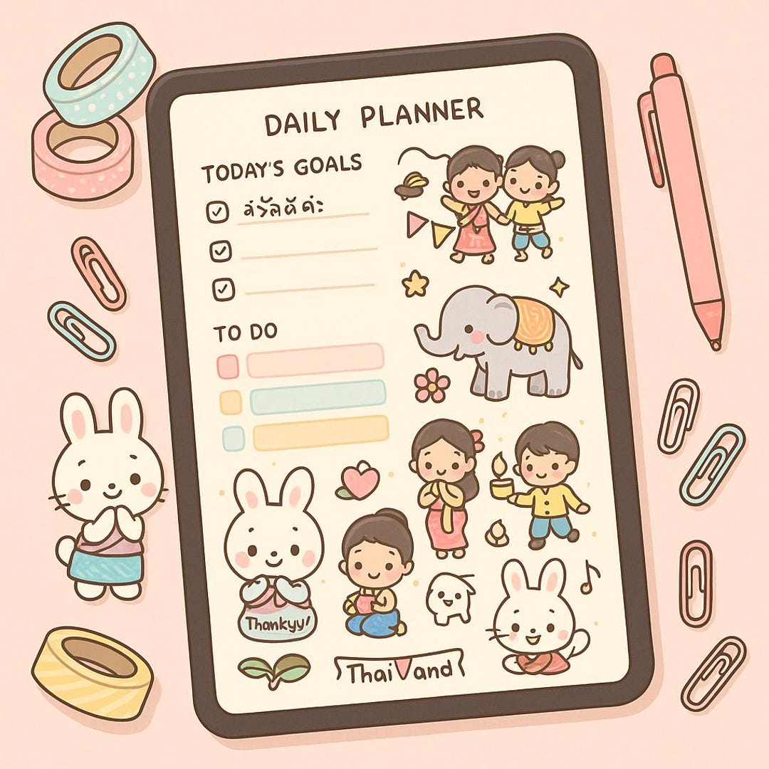Thai Chibi Sticker Pack - Etsy