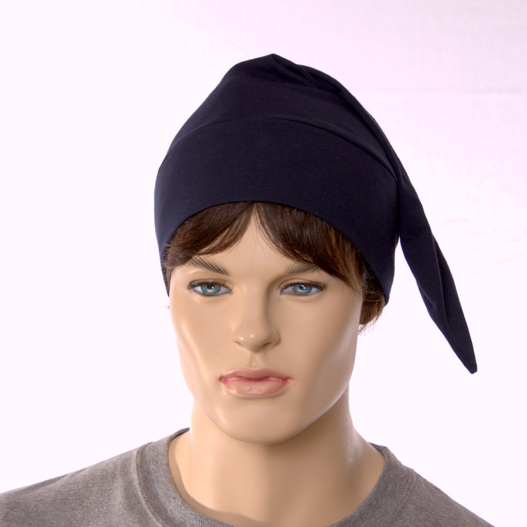 Night Cap Traditional Navy Blue Pointed Sleep Cap Cotton Unisex Adult ...