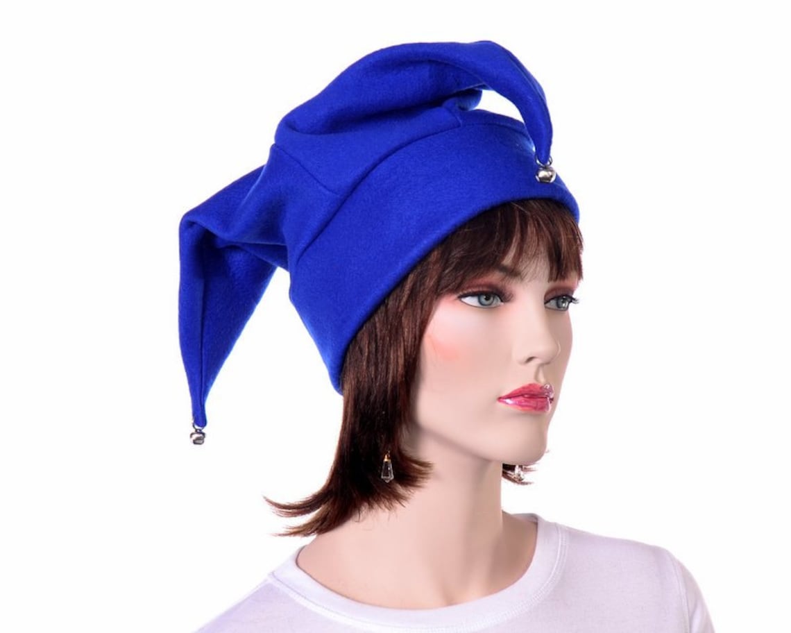 Blue Jester Hat Three Point Joker Style With Bells Renaissance - Etsy