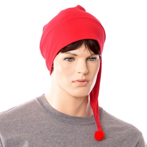 Handmade Red Cotton Nightcap: Holiday Pompom Sleep Hat - Etsy