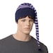 Night Cap Navy Blue Purple Striped Cotton Nightcap With Pompom Adult ...