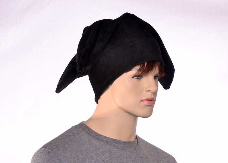 Jester Hat Solid Black Three Point With Plain Tips Fleece - Etsy