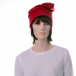 Dark Red Elf Hat Costume Fleece Beanie Hats Adult Stocking Cap Fairy ...