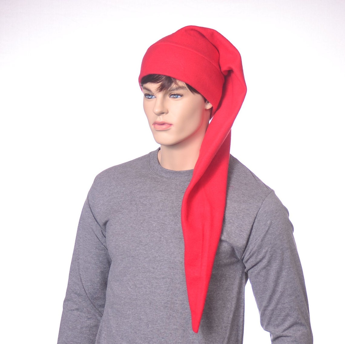 Elf Hat Stocking Cap Red Extra Long Pointed Beanie Adult Women - Etsy