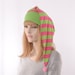 Sleep Hat Nightcap Green Pink Stripe Pointed Hat Cotton Night - Etsy