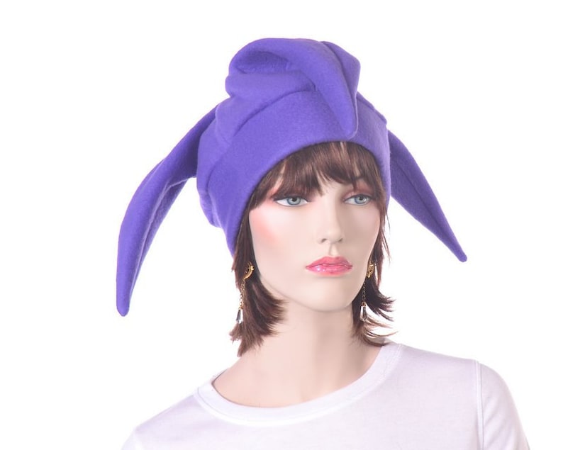 Jester Hat Purple Three Pointed Renaissance Harlequin Cap | Etsy