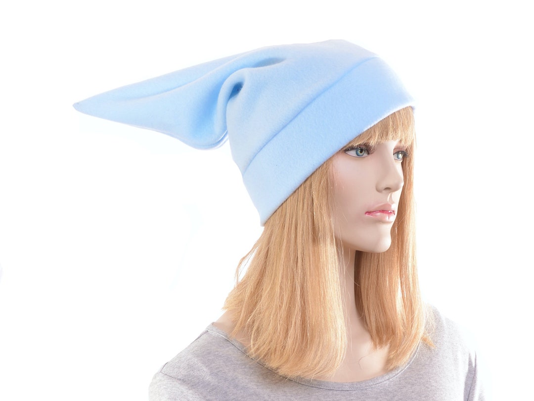 Elf Hat Light Blue Stocking Cap Blue Fleece Pointed Hat Adult Men Women ...
