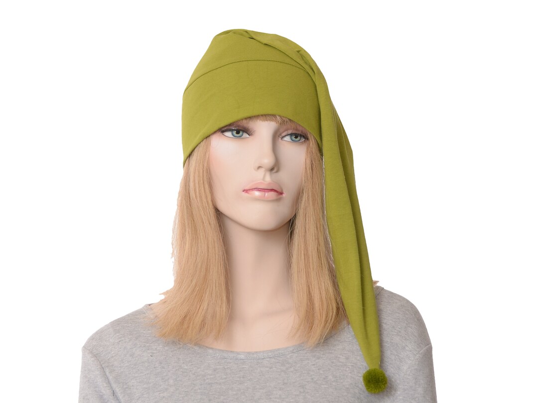 Sleeping Hat Night Cap Green Chartreuse Pointed Nightcap With Pompom ...