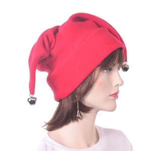 Red Jester Hat Three Pointed Joker Fleece Christmas Costume Jingle ...