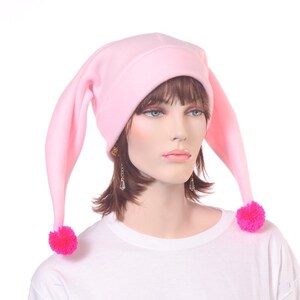 Jester Hat Pink Harlequin Hat Two Pointed Pompoms Adult Man Woman ...