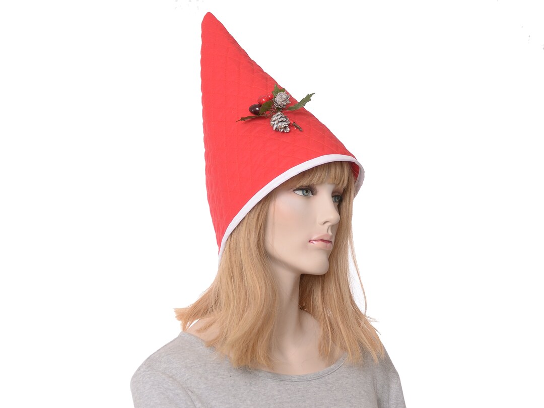Christmas Elf Hat Oversized Quilted Cotton Red Holly Pick - Etsy