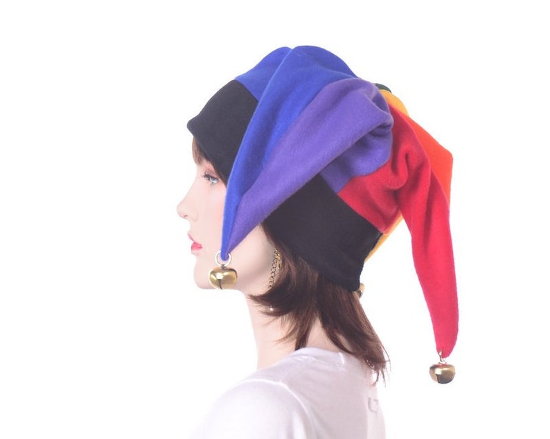 Rainbow Jester Hat With Bells Harlequin Party Cap Mardi Gras | Etsy