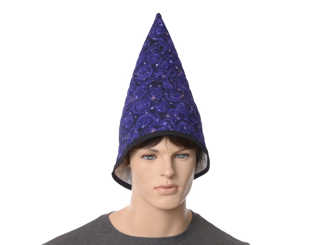 Gnome Hat Pointy Quilted Cotton Purple Swirls Stars Celestial All ...