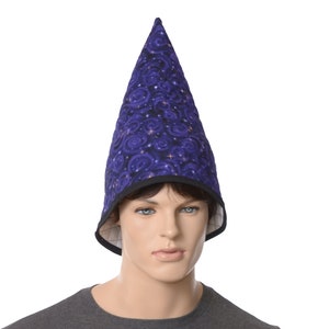 Gnome Hat Pointy Quilted Cotton Purple Swirls Stars Celestial All ...