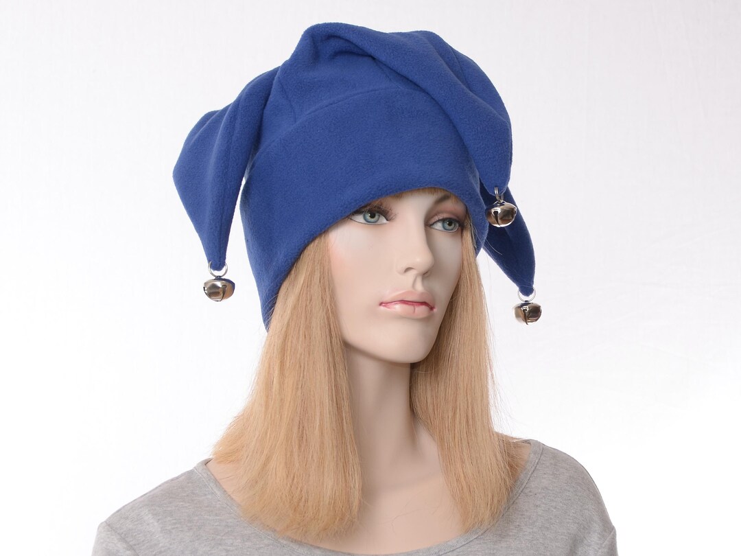 Blue Jester Hat Three Point Joker Style With Bells Renaissance Court ...