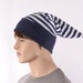 Striped Night Cap Navy Blue White Pointed Pompom Unisex Adult Men Women ...