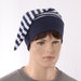 Striped Night Cap Navy Blue White Pointed Pompom Unisex Adult Men Women ...