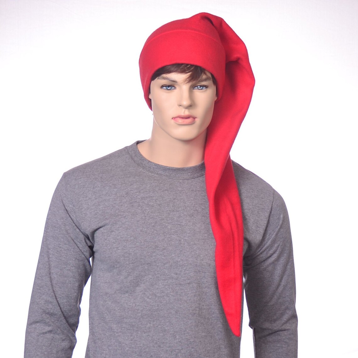 Elf Hat Stocking Cap Red Extra Long Pointed Beanie Adult Women - Etsy