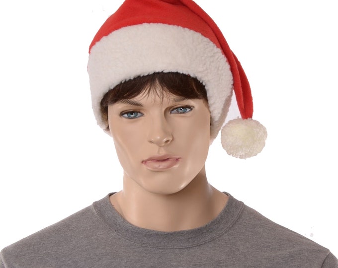 XL Santa Hat Burgundy Polyester Rich Velvet W/ Long White Faux Fur Cuff ...