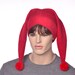 Red Harlequin Hat Two Pointed Jester Cap With Pompoms Fleece 2 Tail ...