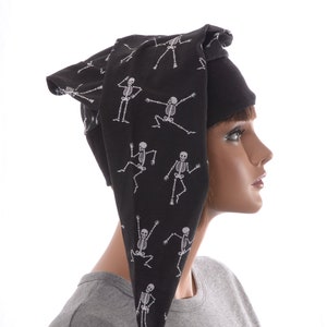 Nightcap Goth Black White Dancing Skeleton Night Cap Pompom Unisex ...