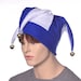 White and Blue Jester Hat Three Pointed Joker Halloween Costume Cap ...