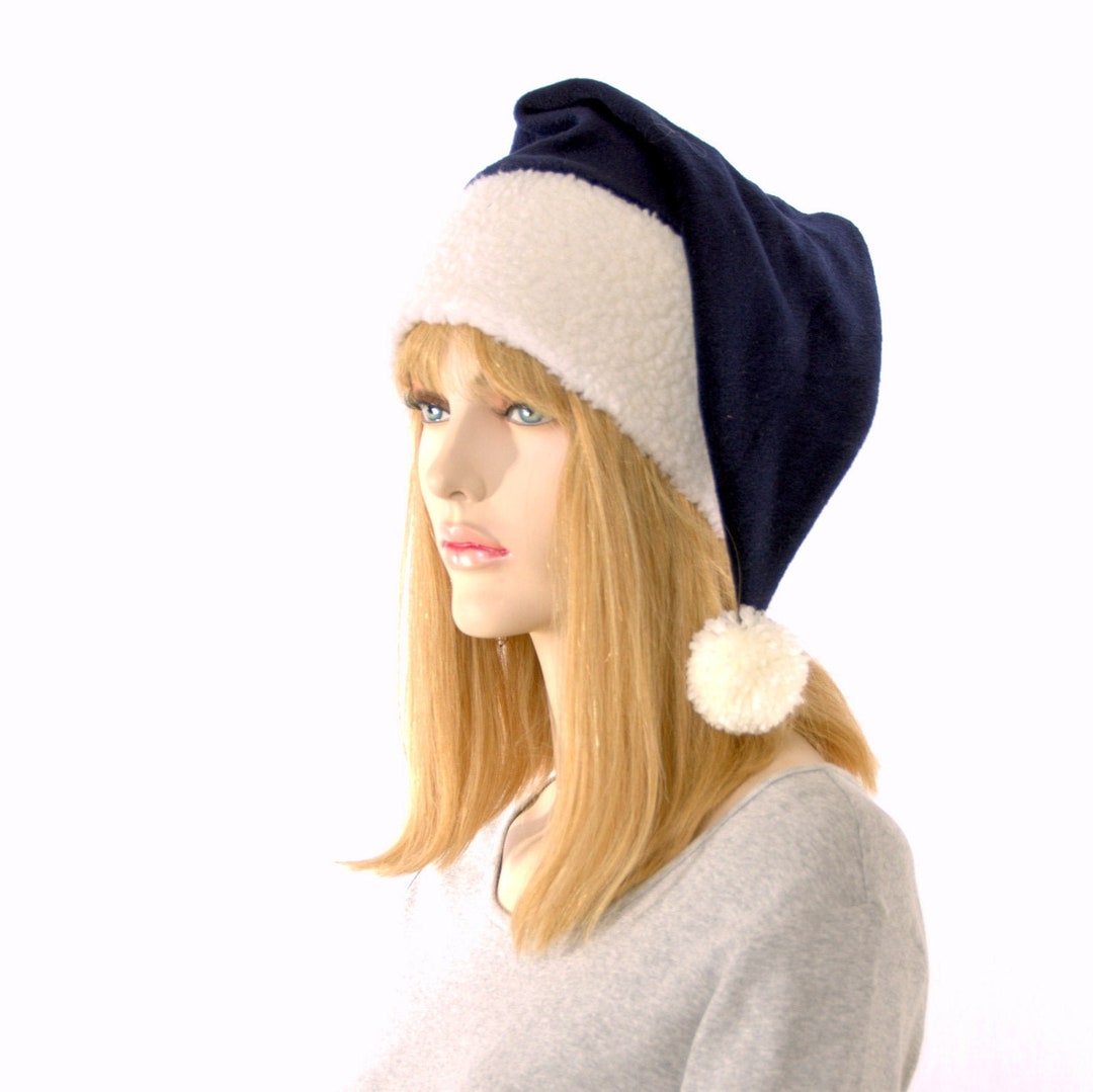 Stocking Cap Navy Blue Sherpa Headband Pointed Caps Handmade Elf Adult ...