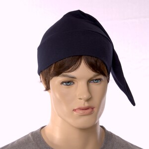 Night Cap Traditional Navy Blue Pointed Sleep Cap Cotton Unisex Adult ...
