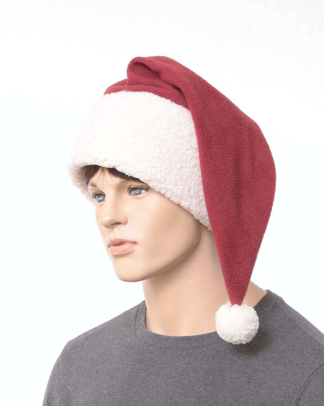 Extra Large Santa Hat Burgundy: Handmade Fleece Sherpa Headband ...