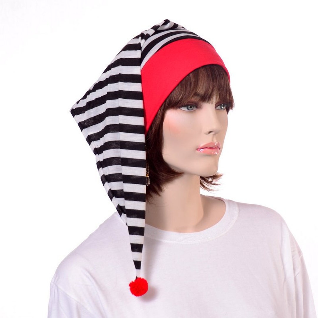 Nightcap Red Black White Stripes Sleep Hat Winter Nightcap Adult Men ...