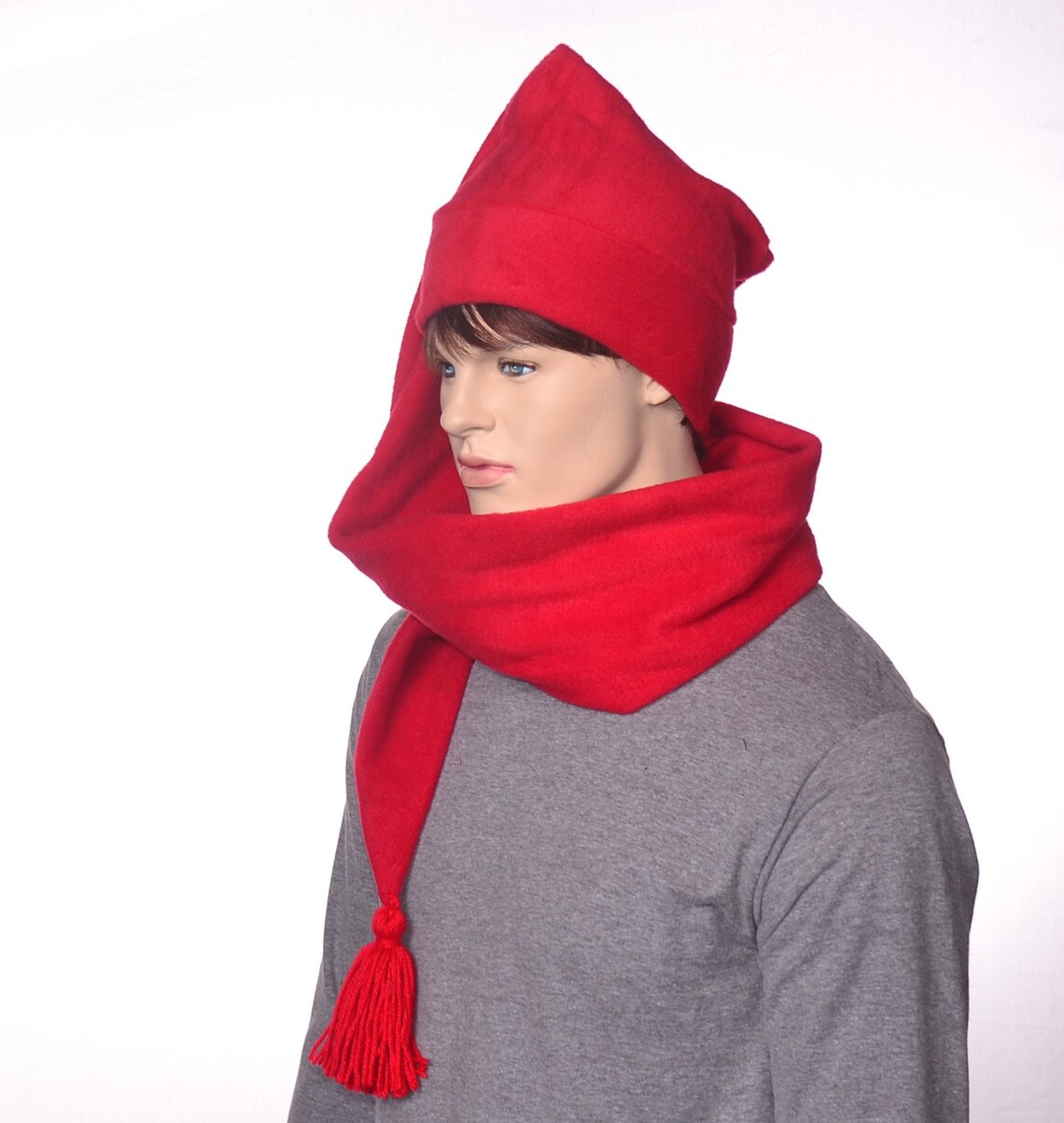Extra Long Stocking Cap Red Adult Men Women Scarf Hat 5 Foot - Etsy