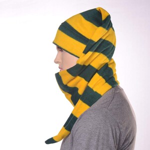 Stocking Cap Gold Green Striped Coiled Long Scarf Hat 5 Ft Hat - Etsy