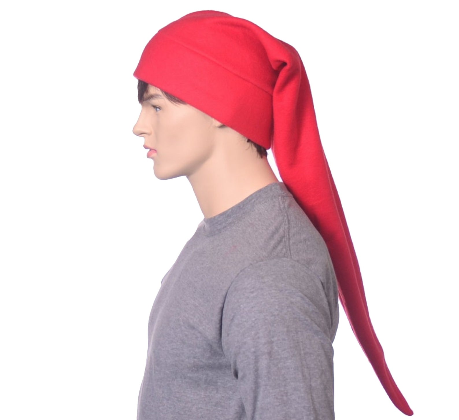 Elf Hat Stocking Cap Red Extra Long Waist Length Pointed Beanie Adult ...